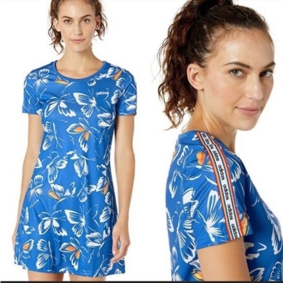FARM Rio | Dresses | Farm Rio X Adidas Blue Butterfly Dress Small ...